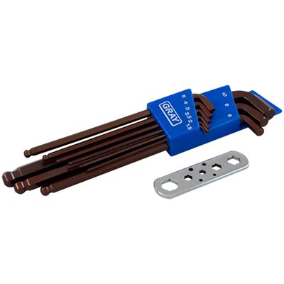 GRAY TOOLS 68909SB - 9 PIECE METRIC, STUBBY LONG ARM BALL S2 HEX KEY ...